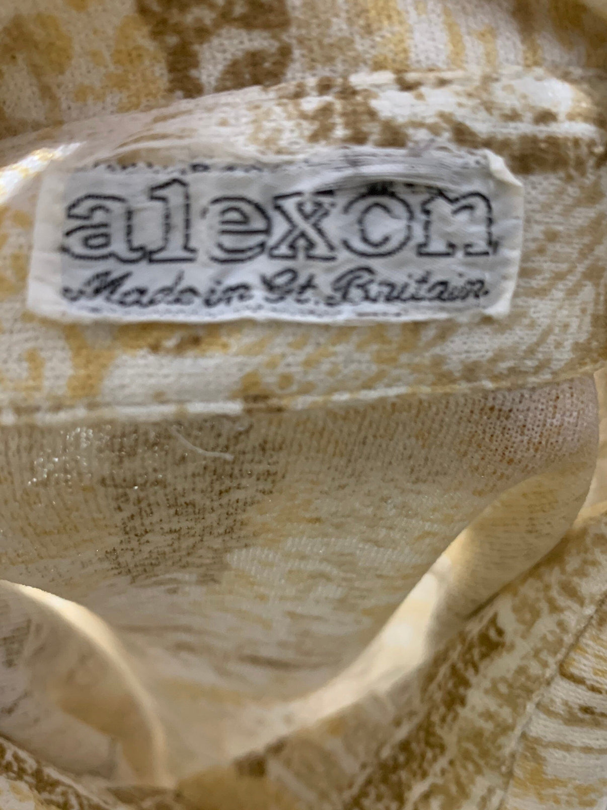 Vintage Blouse, Yellow Brown Alexon Blouse, Long Sleeve, Dagger Collar ...