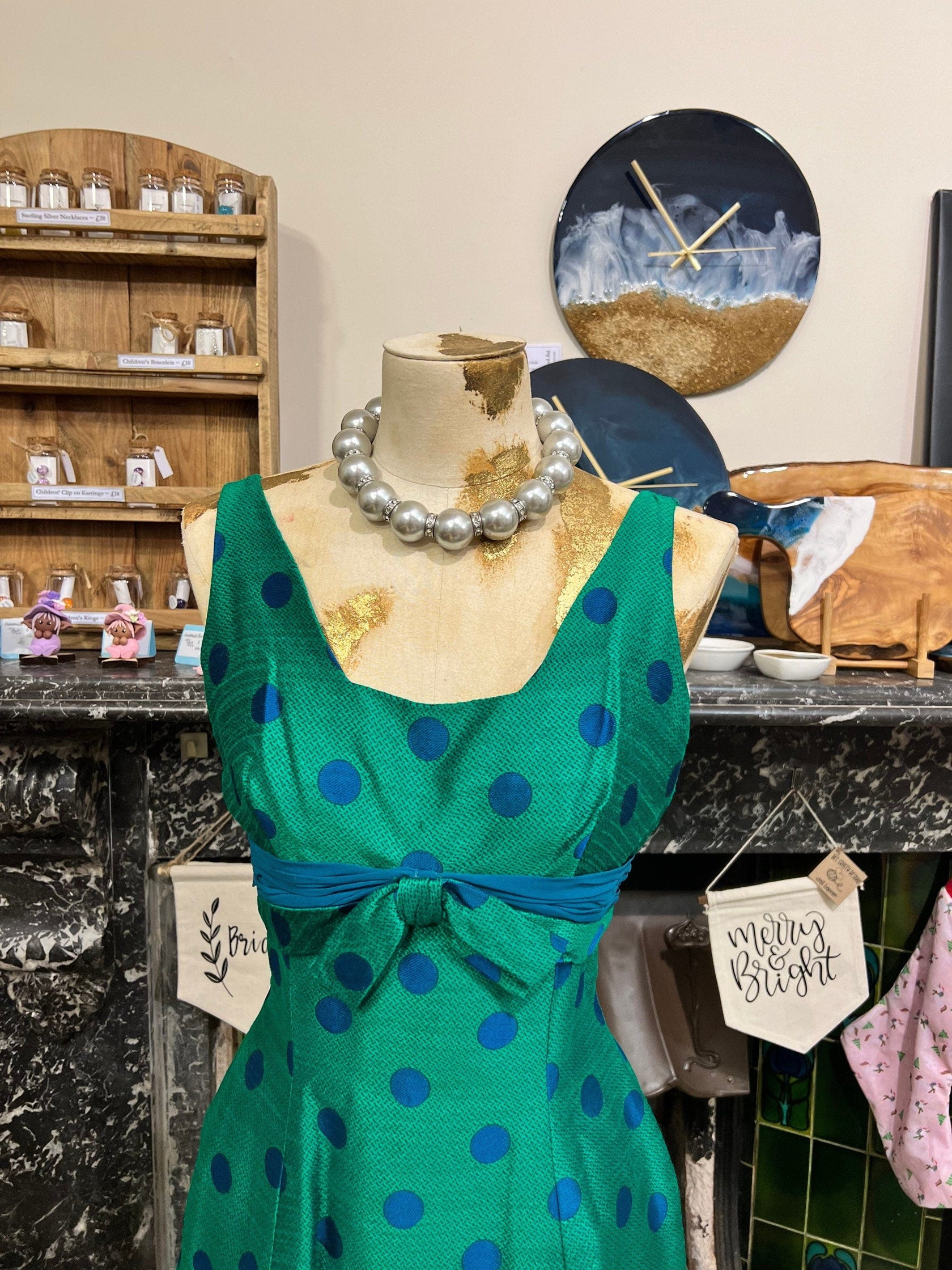 Jean Allen Maxi Dress -1960s Green and Blue Maxi Dress Pretty Vintage ...